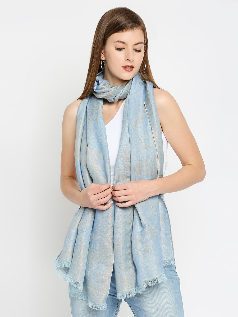 Brocade Flower Design Ice Blue Wrap – Cloth Haus