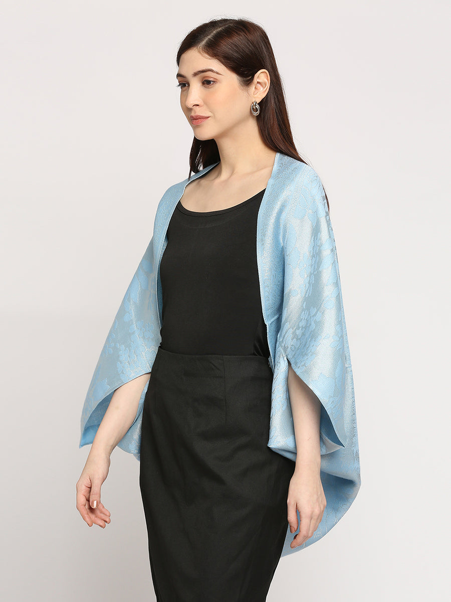 Brocade Floral Patterned Ice Blue Silver Shrug – Cloth Haus