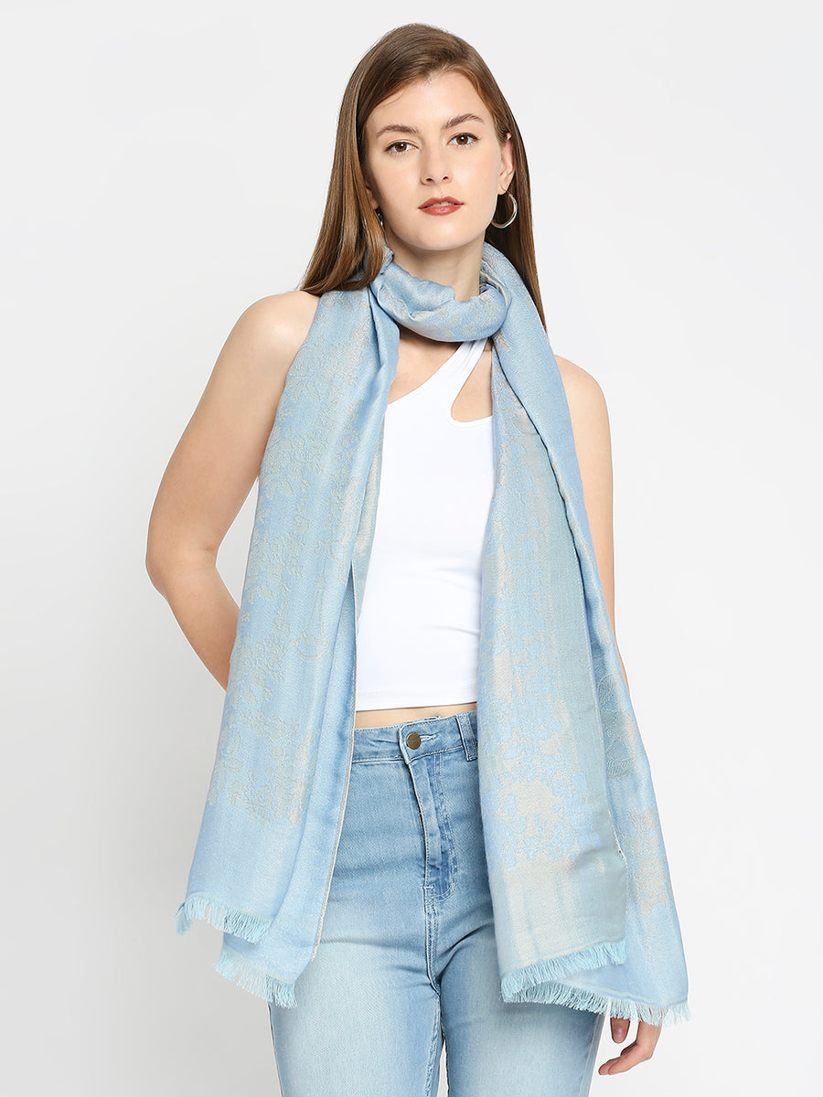 Brocade Floral Design Ice Blue Wrap – Cloth Haus